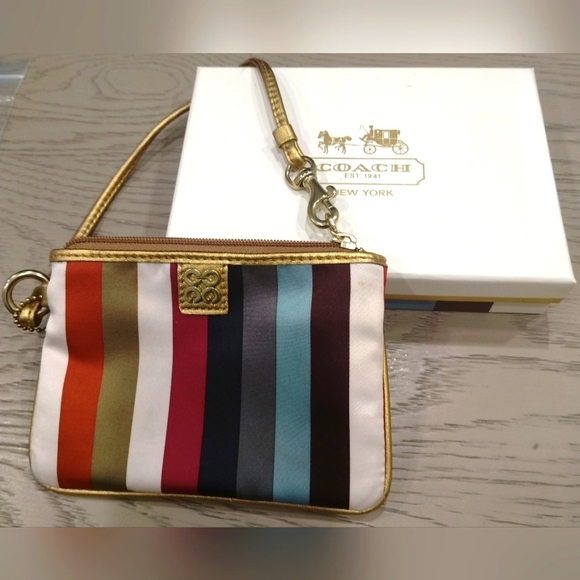 Coach | Bags | Authentic Coach Legacy Multicolor Wristlet In Box | Poshmark